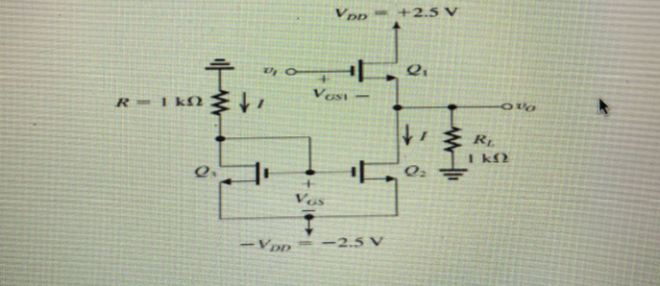 Solved: 1. A source-follower circuit using NMOS transistors is constructed fol - TutorBin