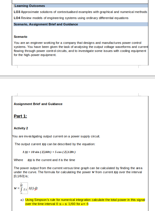 Solved: Learning Outcomes LO3 Approximate solutions of contextualised ...