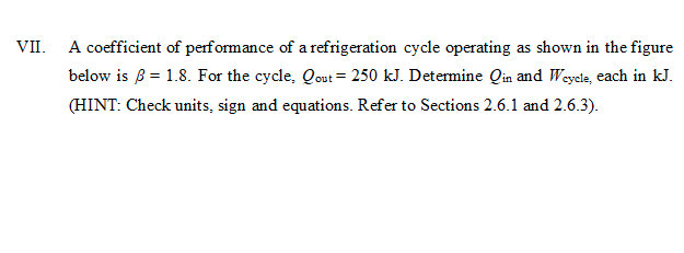 Solved: VII. A coefficient of performance of a refrigeration cycle ...