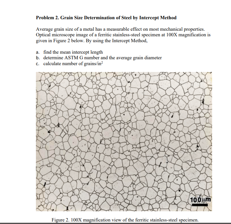 Solved: Problem 2. Grain Size Determination of Steel by Intercept Method Avera - TutorBin