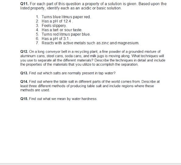 Solved Q11 For Each Part Of This Question A Property Of A Solution Is Given Tutorbin 