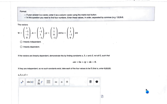 Solved: Format: . If your answer is a vector, enter it as a column vector usin - TutorBin