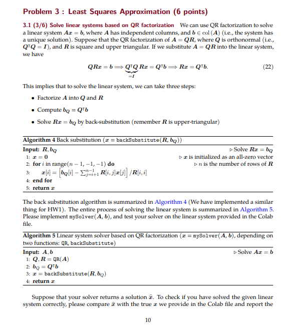 Solved: Problem 3: Least Squares Approximation (6 points) 3.1 (3/6) Solve line - TutorBin