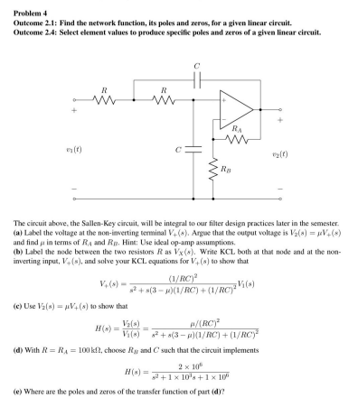 Solved: Problem 4 Outcome 2.1: Find the network function, its poles and zeros, - TutorBin