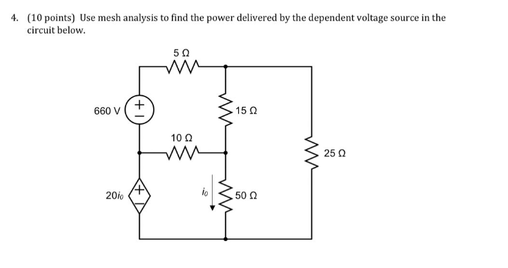 Solved: 4. (10 points) Use mesh analysis to find the power delivered by the de - TutorBin