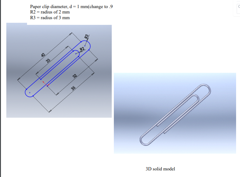 Solved: Exercise 3 - Create the 3D solid model of the paper clip shown below. - TutorBin