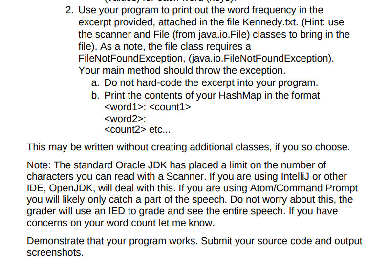Solved: 2. Use your program to print out the word frequency in the excerpt pro - TutorBin