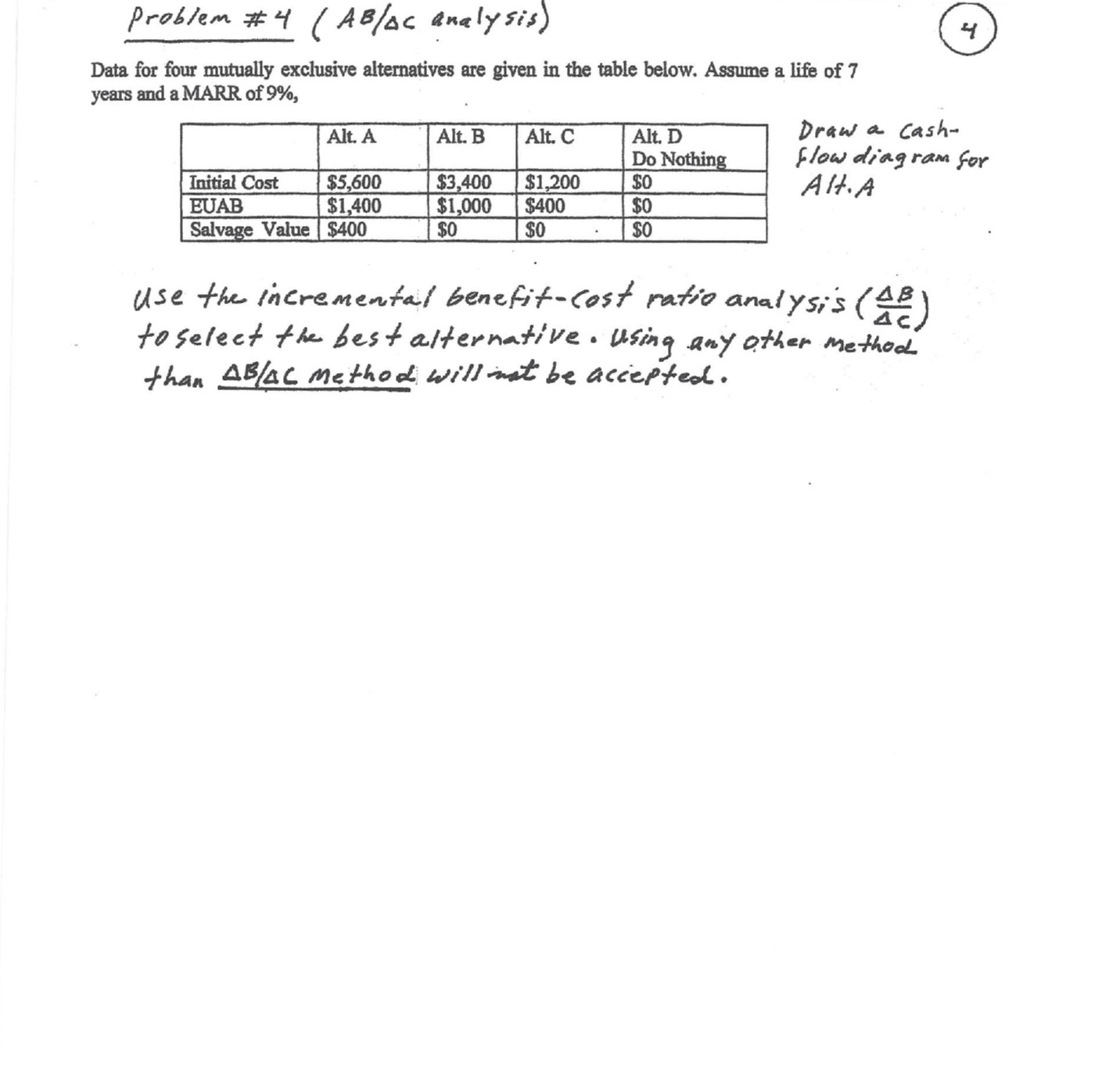Solved Problem 4 Abac Analysis Data For Four Mutually Exclusive Alternati Tutorbin 