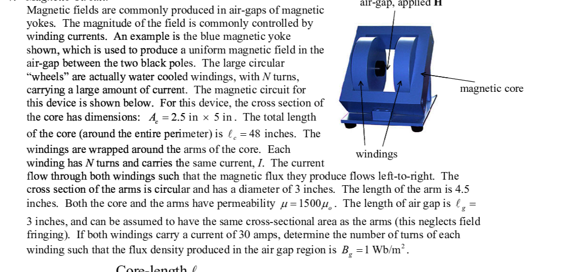 Solved: Magnetic fields are commonly produced in air-gaps of magnetic ...