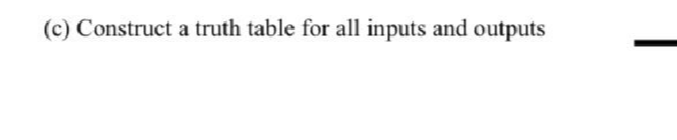 Solved: 1. Logic Design (c) Construct a truth table for all inputs and outp - TutorBin