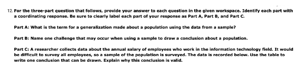 Solved: 12. For the three-part question that follows, provide your answer to - TutorBin