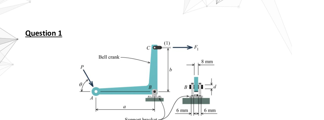 Solved: Support bracket The bell-crank mechanism shown in Figure is in ...