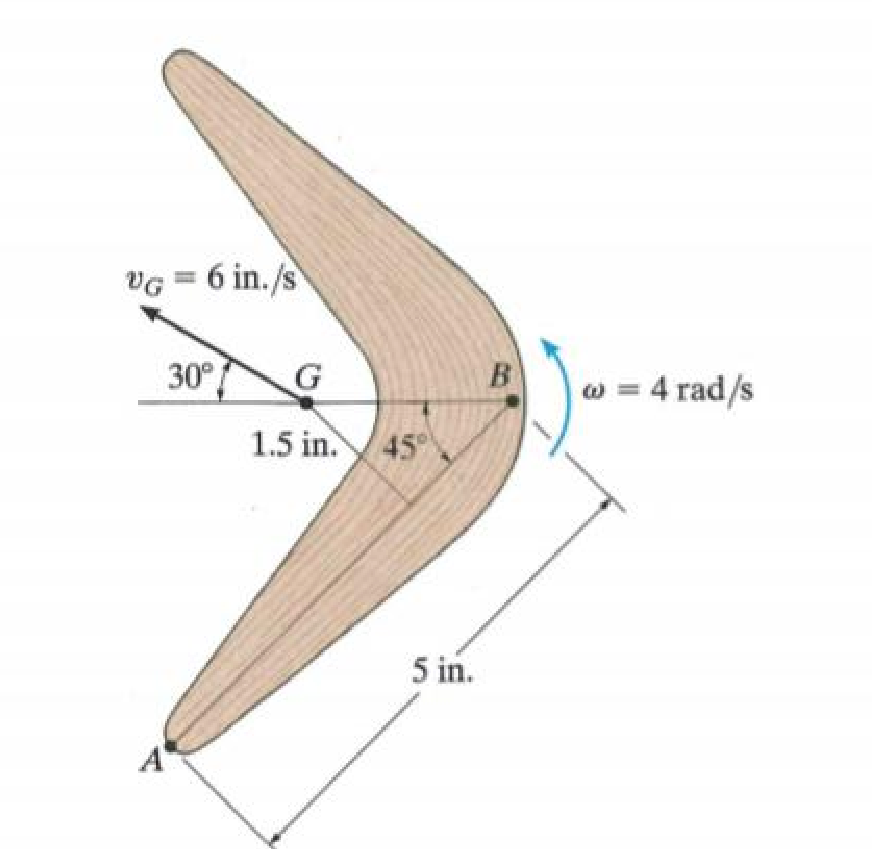 Solved: 16-57. At the instant shown the boomerang has an angular ...