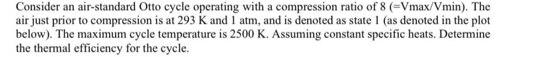 Solved: Consider an air-standard Otto cycle operating with a ...