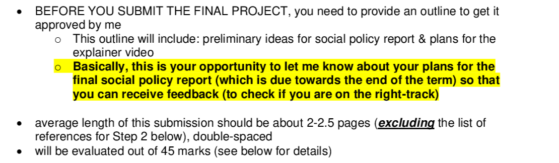 Solved: (1) Instructions for the final project OUTLINE (10% - Graded out of 4 - TutorBin