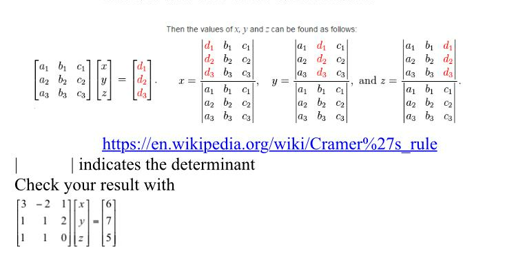 Solved: 3. Create a script that will use Cramer's rule to find the ...