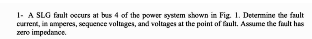 Solved 1 A Slg Fault Occurs At Bus 4 Of The Power System Shown In Fig