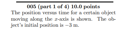 Solved: 005 (part 1 of 4) 10.0 points The position versus time for a certain o - TutorBin