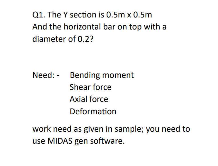 Solved: Q1. The Y section is 0.5m x 0.5m And the horizontal bar on top with a - TutorBin