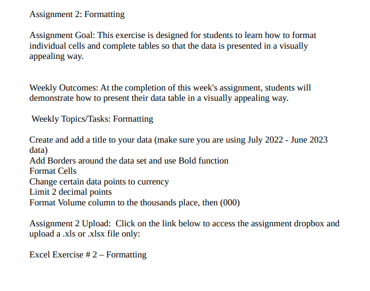 Solved: Assignment 2: Formatting Assignment Goal: This exercise is designed fo - TutorBin