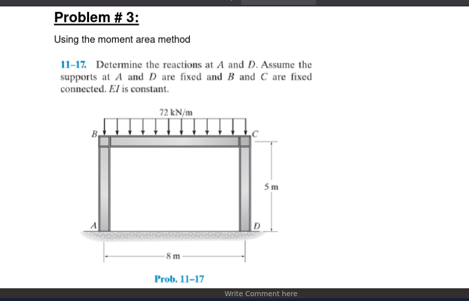 Solved: Problem # 3: Using the moment area method 11-17. Determine the reactio - TutorBin